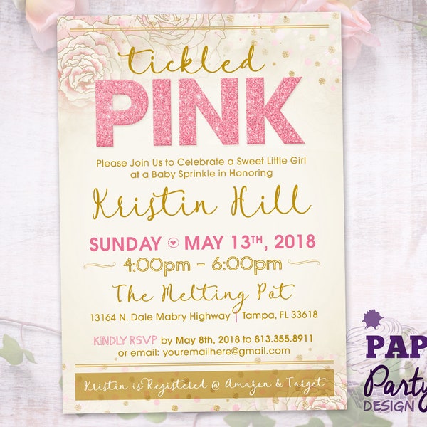Tickled Pink Baby Shower Invitations - Etsy