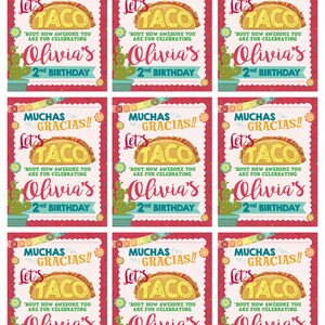 Taco Twosday Party Favor Tags, Taco Twosday Digital Thank You Tags ...
