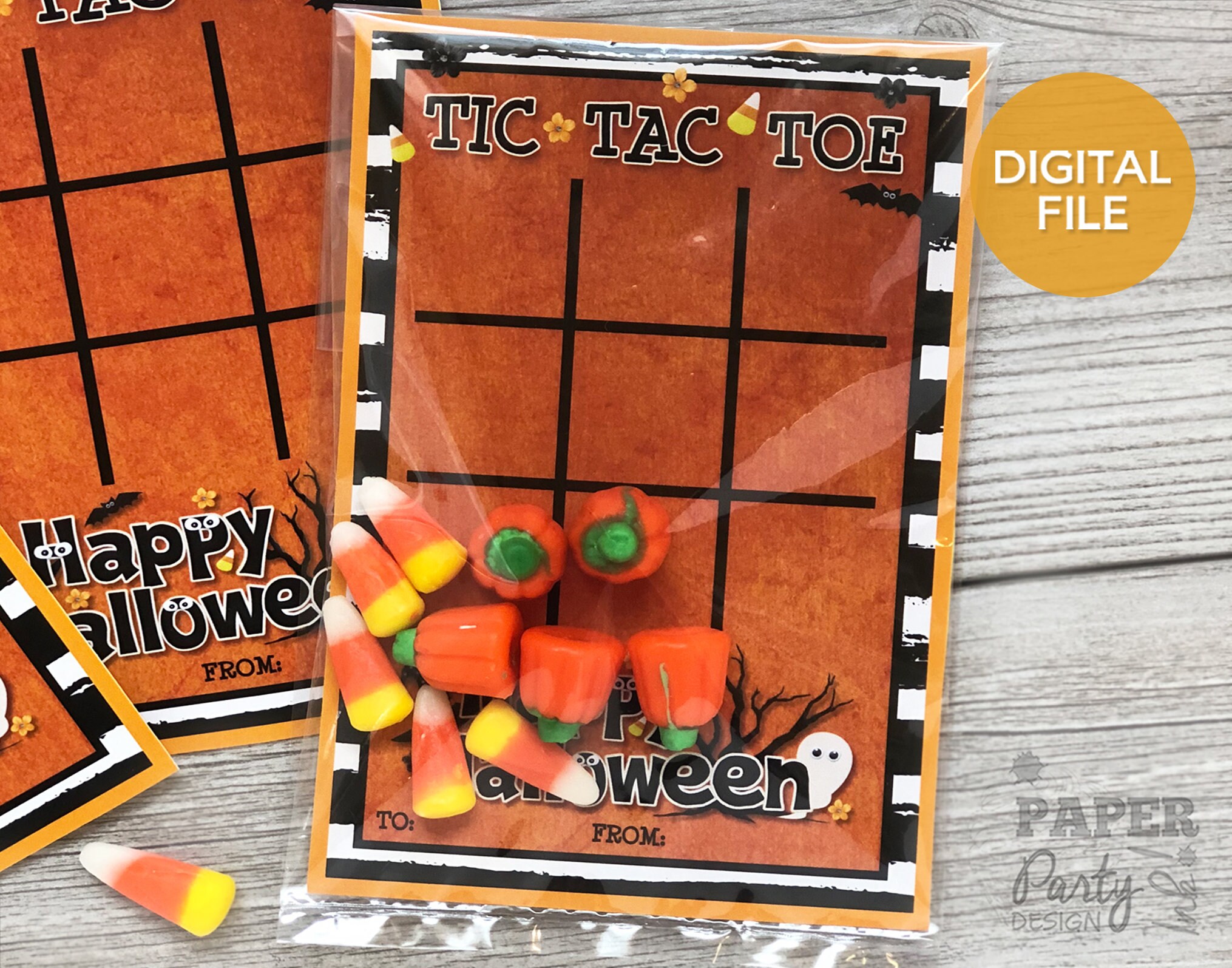 Halloween Printable Tic Tac Toe Card, Halloween Favor Game Card ...
