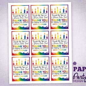Rainbow Party Thank You Tags, Rainbow Thank You Favor Tags, Rainbow ...