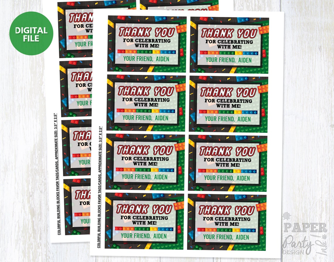 Printable Building Blocks Birthday Party Favor Tags Block - Etsy