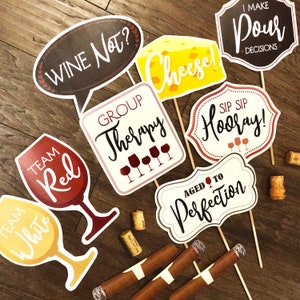 Wine Photo Prop Set, Wine Party Photo Props Digital File, Wine Photo ...