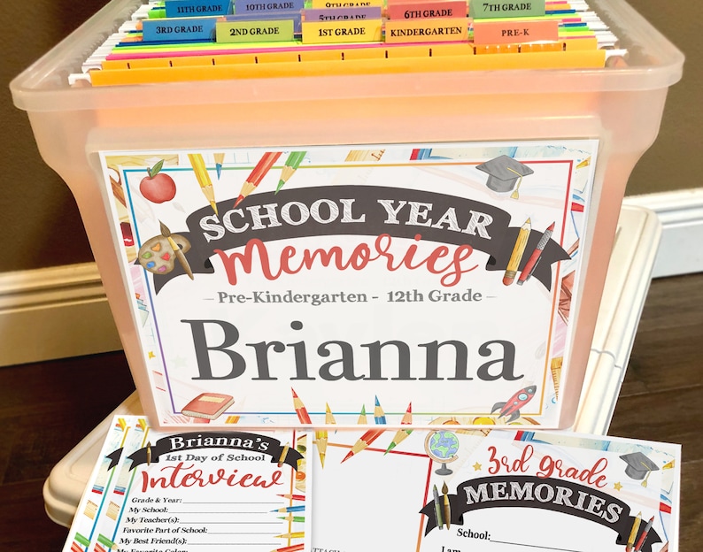 Personalized School Memory Box Printable Kit, DIY School Keepsake Kit ...