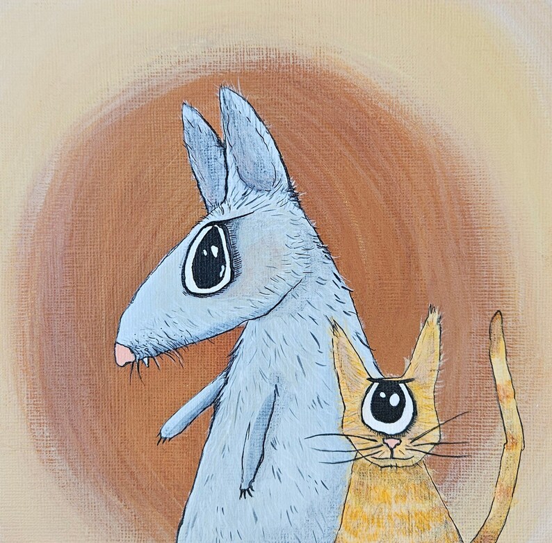 Dog and Cat Painting, the Cyclops Family - Original Illustration on ...