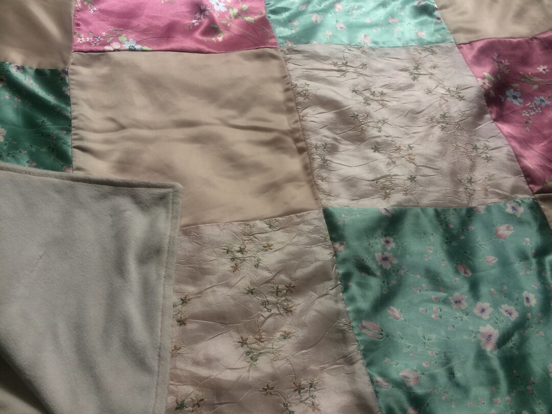 Handmade Patchwork Quilt, Floral Silk Patchwork Quilt - Etsy