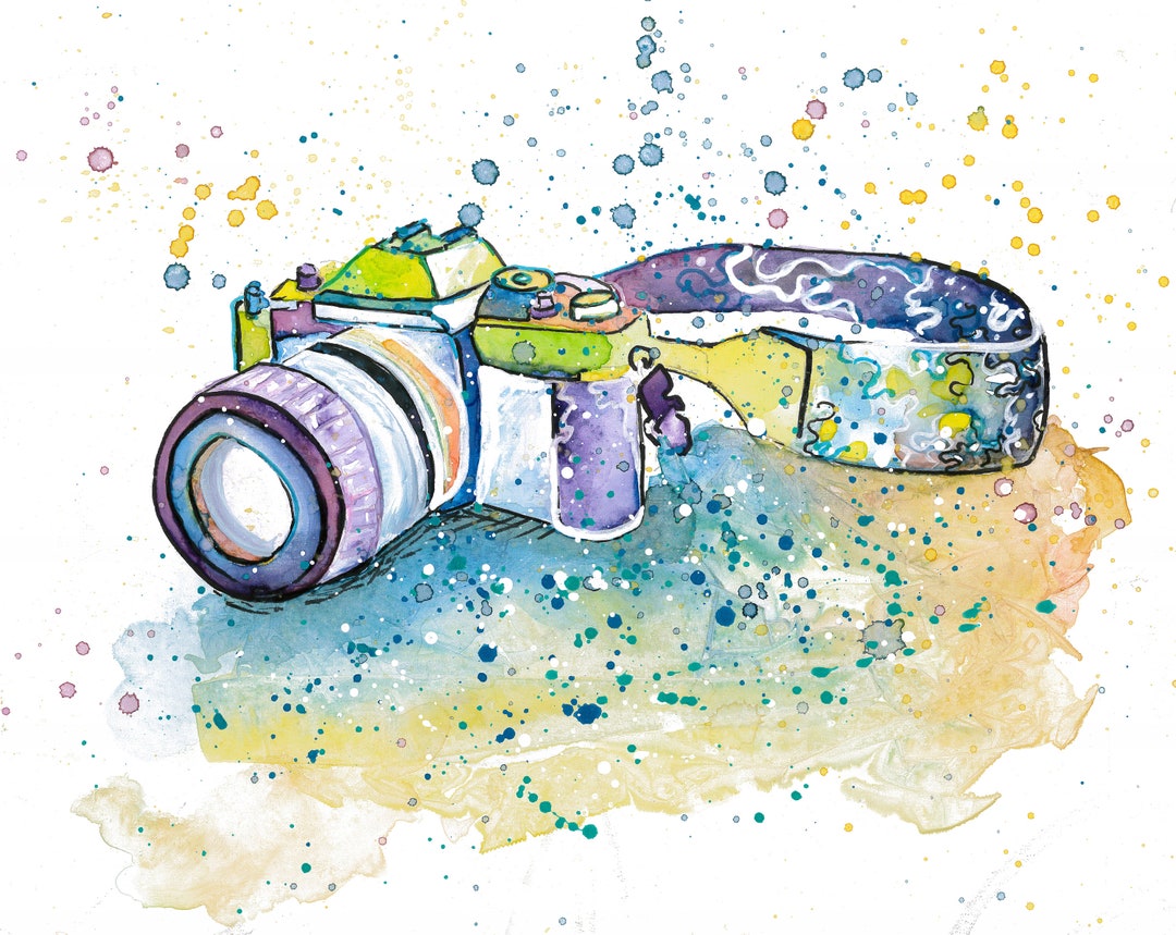 DSLR Camera - Painted Print - Etsy