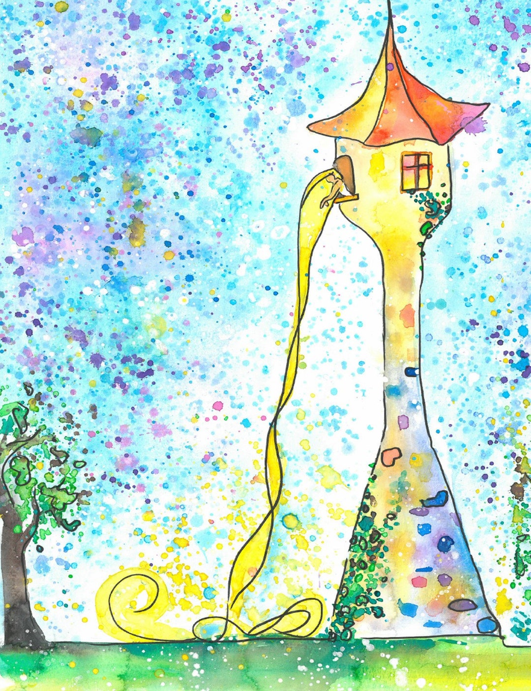 Rapunzel ORIGINAL WATERCOLOR PAINTING - Etsy