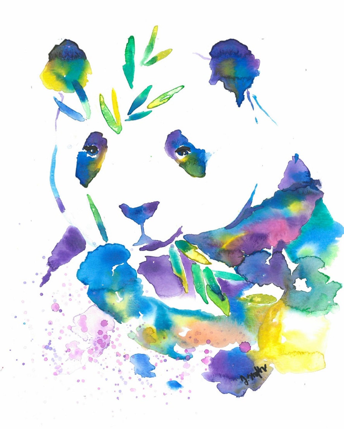 Panda Bear Original Painted Print - Etsy