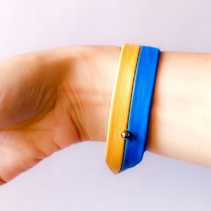 Stand With Ukraine, Ukrainian Flag Leather Bracelet, Ukraine Support ...