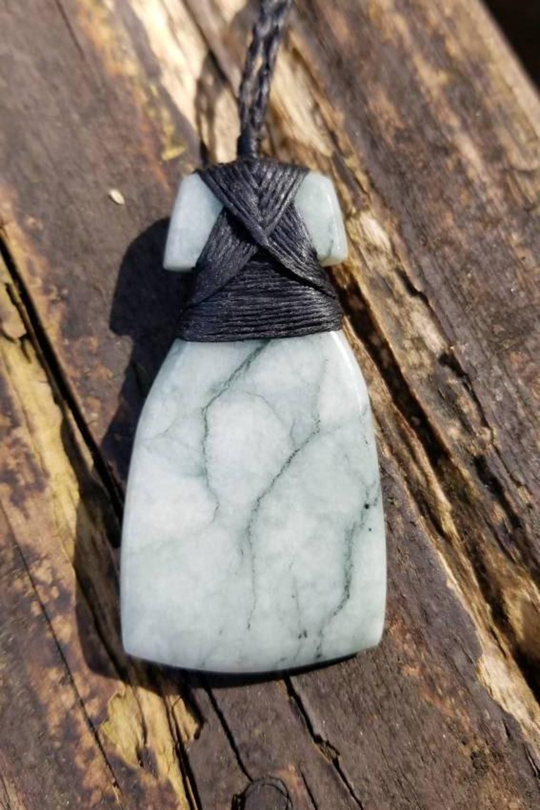 Hand Carved Guatemala Jadeite Toki Pendant on Hand Braided Adjustable ...