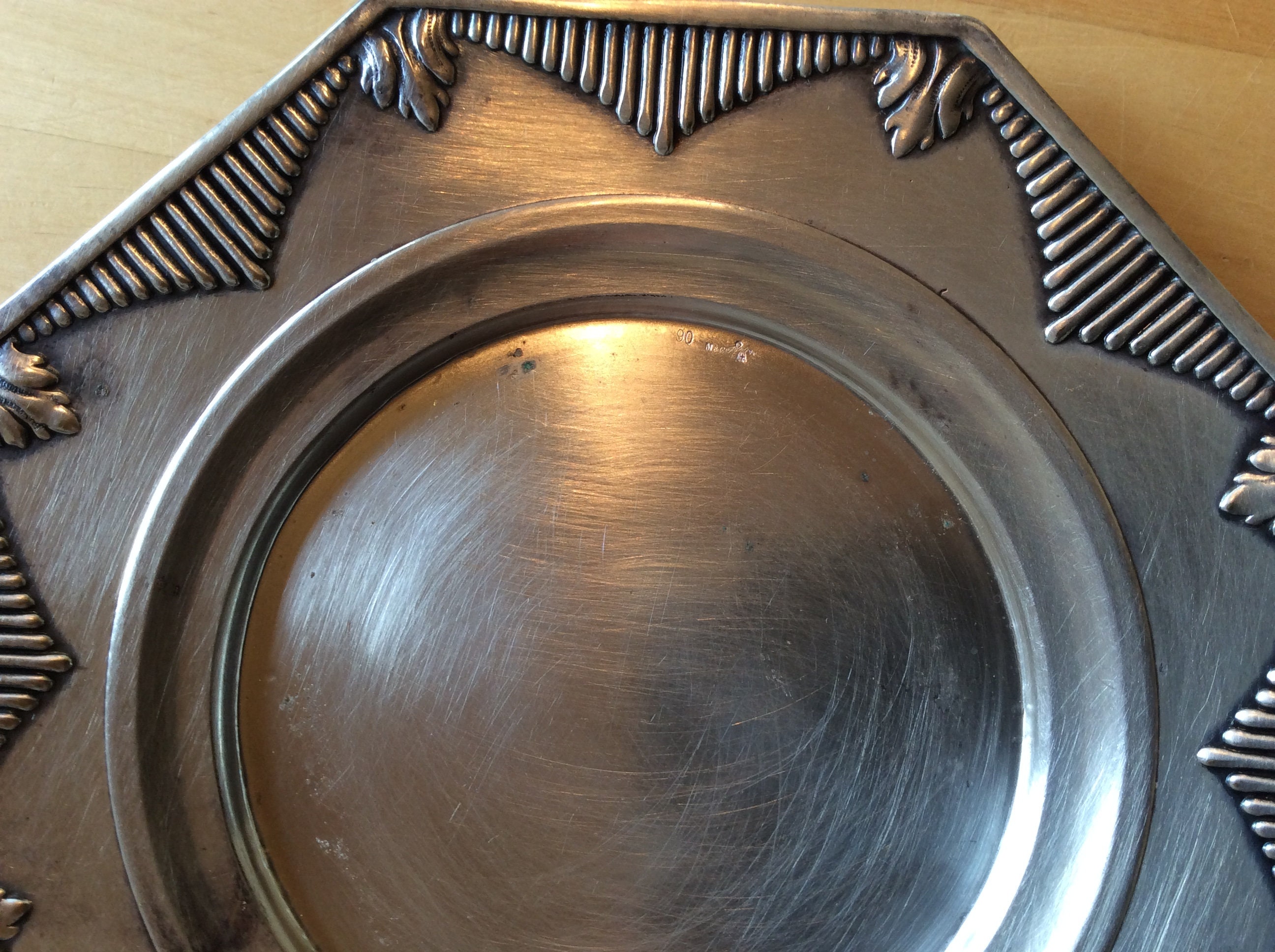 Vintage, silver plated, octagonal plate