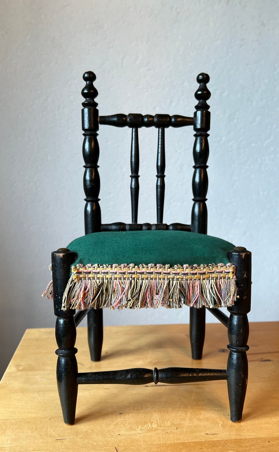 Antique 19th Century Doll's Chair With Green Upholstery - Etsy