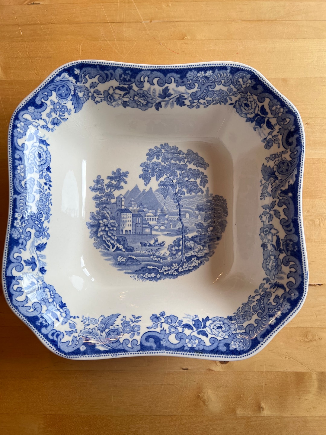 Copeland Spode Square Serving Dish Rhine Pattern Blue and White ...