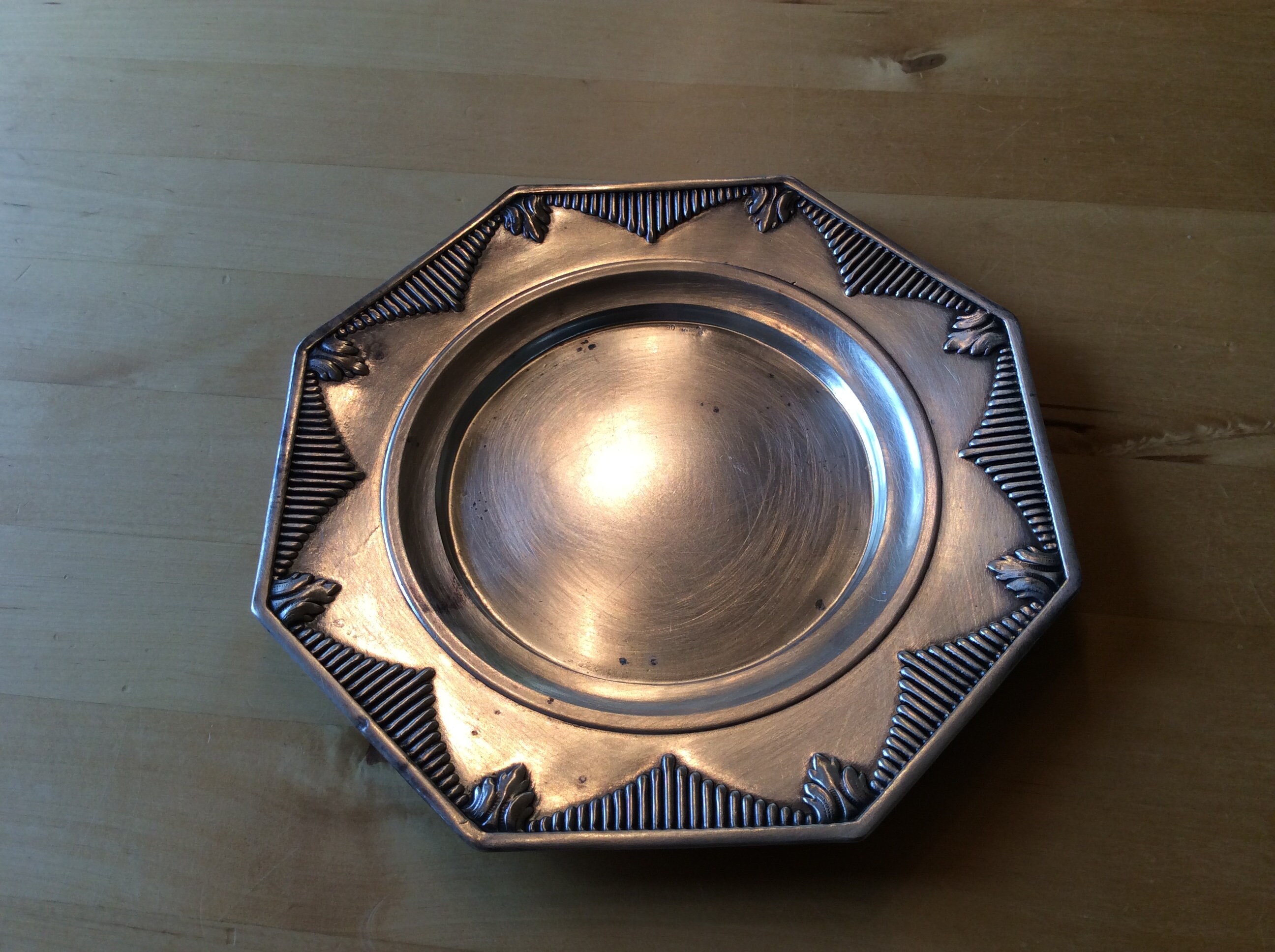 Vintage, silver plated, octagonal plate