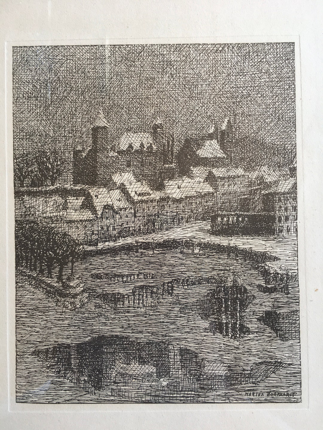 Lithograph Martha Burkhardt Signed Hand Lithograph Schlittschuzeit ...