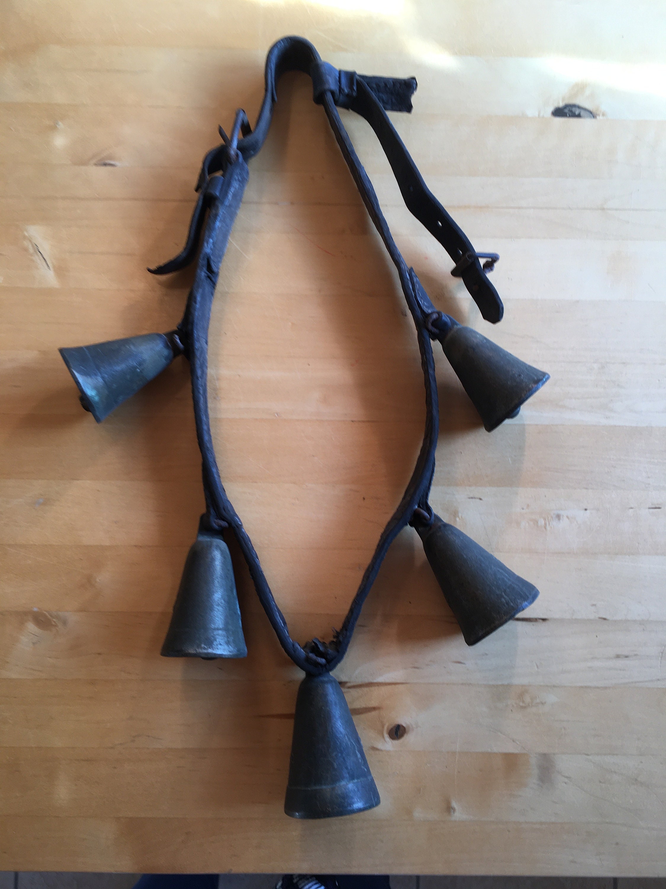 RESERVED Antique Sleigh Bell Collar Brass Swinging Bell Horse Collar