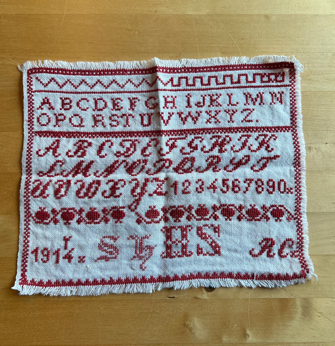 Authentic Original Antique Redwork Sampler 1914 - Etsy