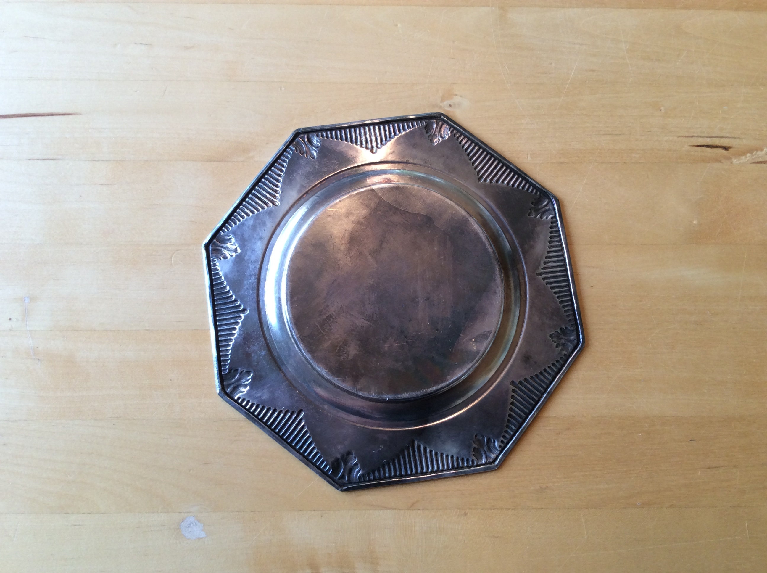 Vintage, silver plated, octagonal plate