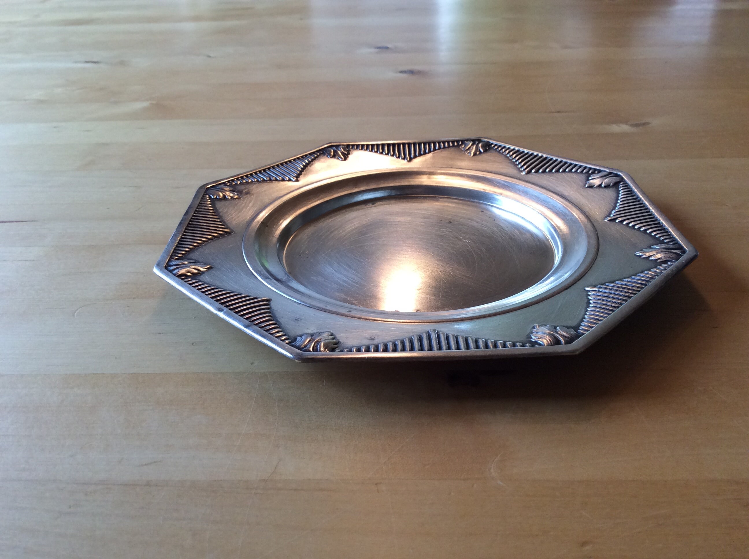Vintage, silver plated, octagonal plate
