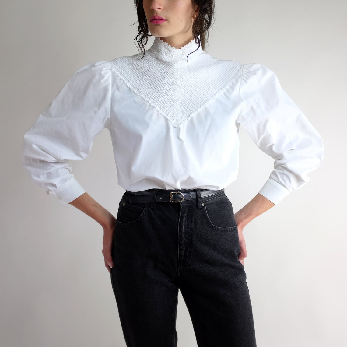 Puff Sleeve Blouse Vintage Victoriaanse Stijl Blouse Etsy