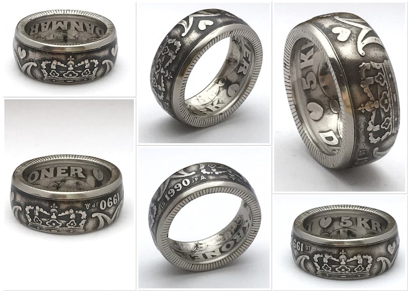 Danish Coin Ring Souvenir From Denmark Kroner Rings From - Etsy