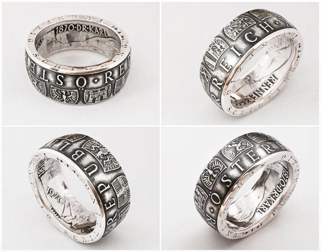Austria Coin Ring - Austrian Men's Silver Ring From 50 Shillings ...