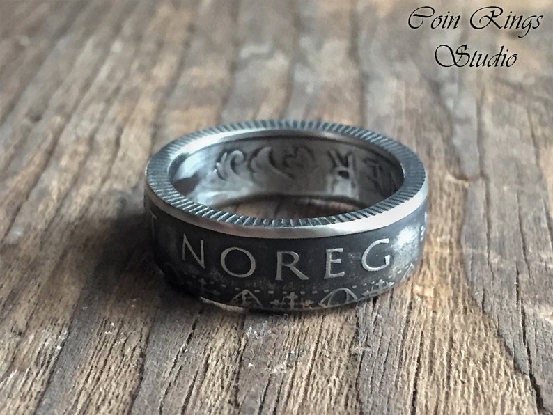 Norwegian Coin Ring Norway 5 Kroner Coin Rings Kongeriket - Etsy