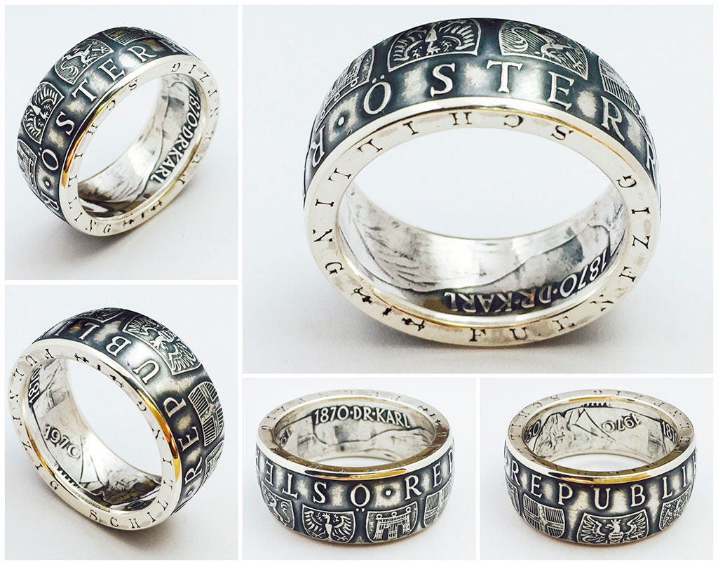 Austria Coin Ring - Austrian Men's Silver Ring From 50 Shillings ...