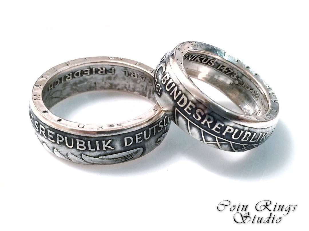German Coin Ring - Silver Germany 5 Marks - Deutschland - Deutsch Mark ...