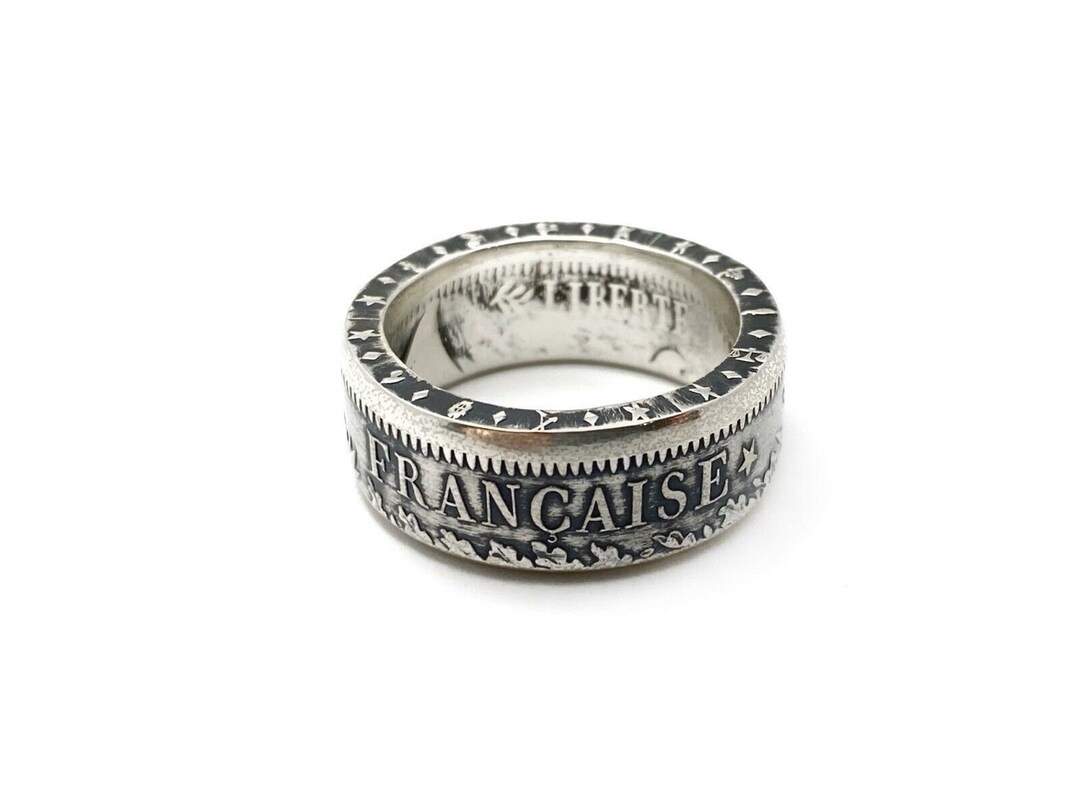 French Silver Coin Ring 10 Francs France, Size 9.5 US (19.5 Mm) Silver ...