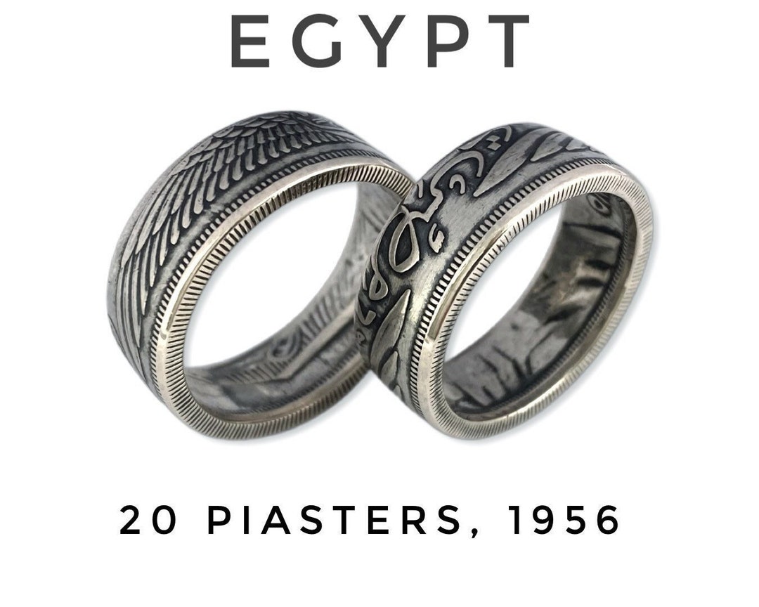 Egyptian Coin Ring, Silver 20 Piasters 1956 Egypt, Rare Egyptian Ring ...
