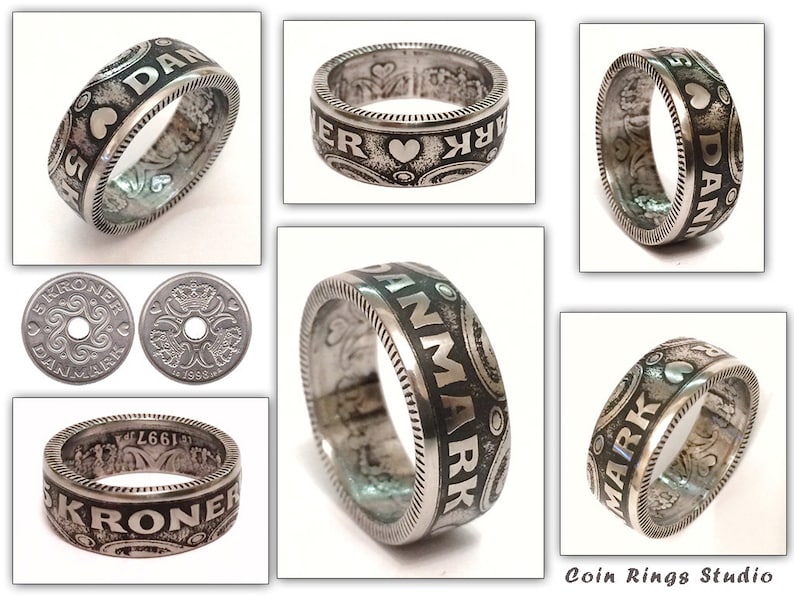 Danish Coin Ring Souvenir From Denmark Kroner Rings From - Etsy