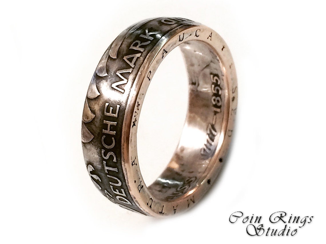 German Coin Ring - Silver Germany 5 Marks - Deutschland - Deutsch Mark ...