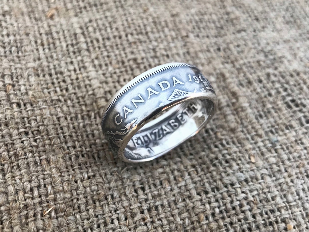 Canadian Coin Ring, Made From Silver 50 Cents Canada. Half Dollar ...