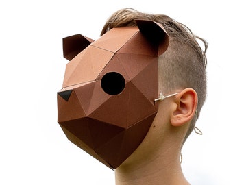 BEAR MASK Papercraft Template PDF, Diy Animal Mask, Paper Craft for ...