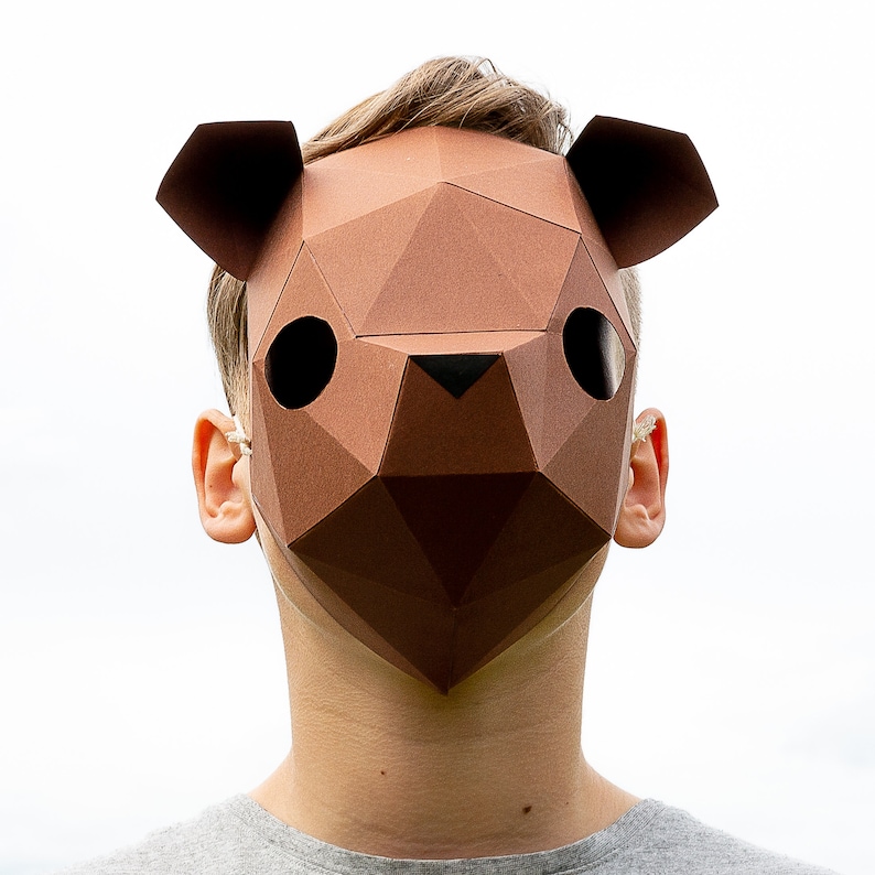 Bear Mask - Easy DIY Grizzly Paper Craft Template, Instant PDF Download ...