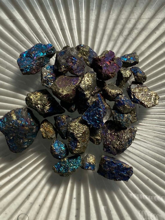 Chalcopyrite Large Under 1 no powder Peacock Ore 100% | Etsy