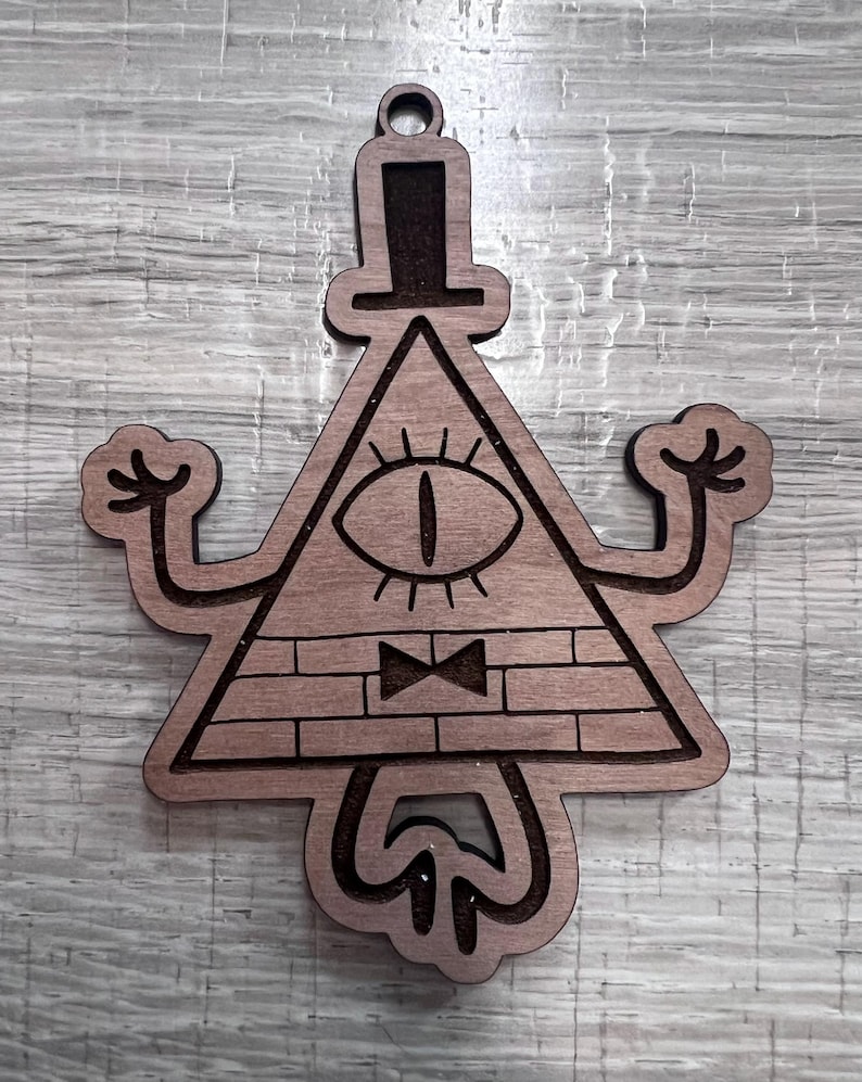 Bill Cipher Ornament, Gravity Falls, Cherry Wood - Etsy
