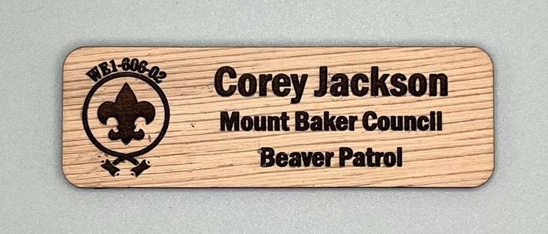 Wood Badge Name Badge, Custom Boy Scouts of America Name Tag - Etsy