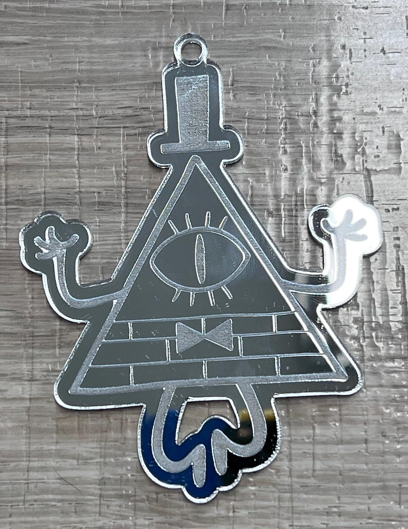 Bill Cipher Ornament, Gravity Falls, Mirrored Silver - Etsy
