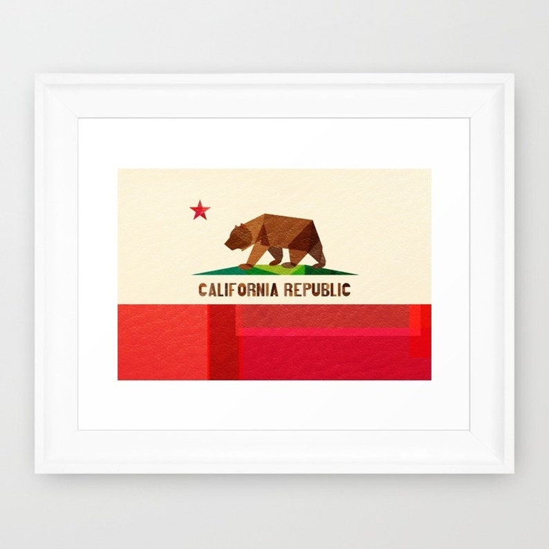 California Flag Art Print, Cali, Socal, Norcal, the Golden State ...