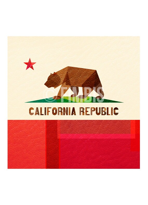 California Flag Art Print, Cali, Socal, Norcal, the Golden State ...