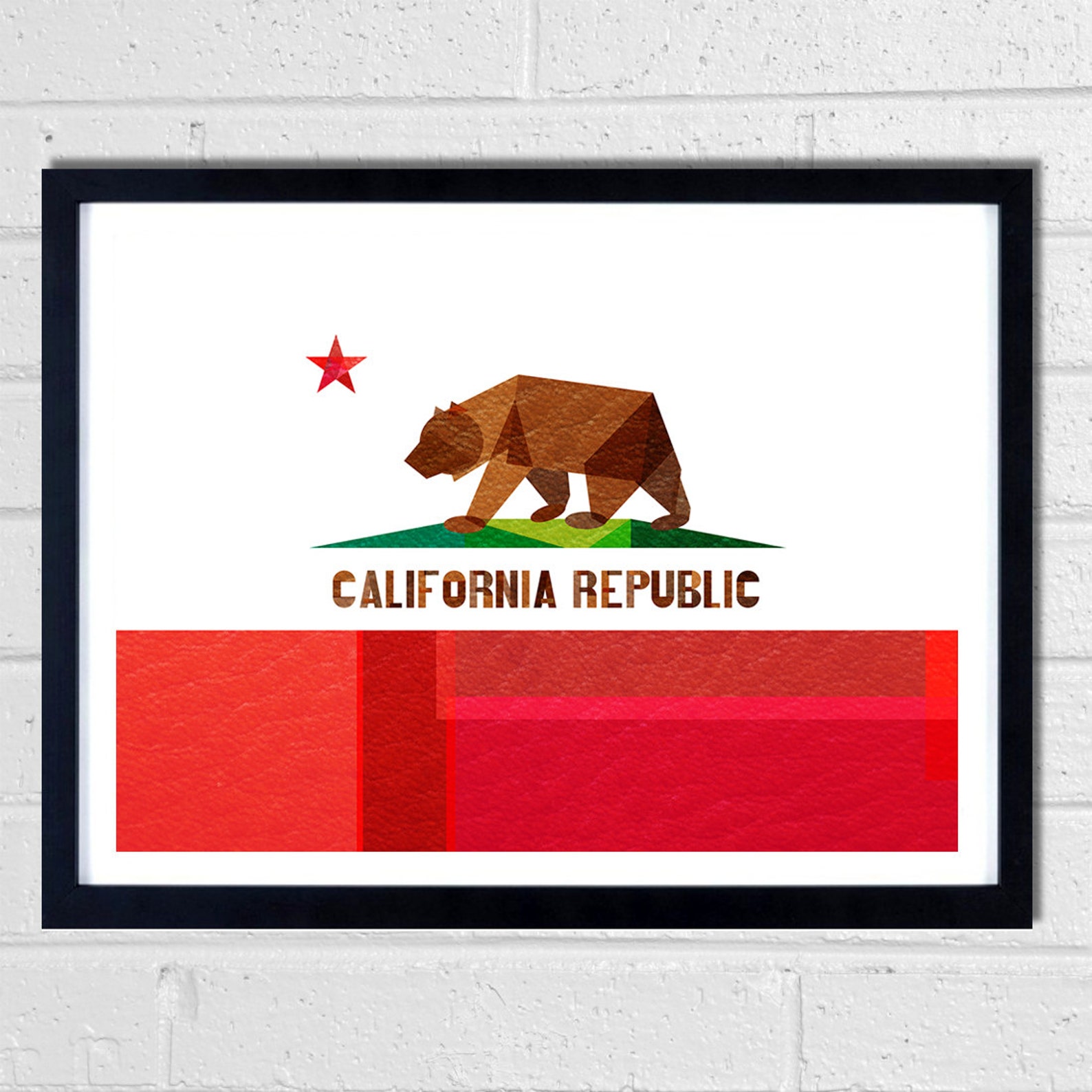California Flag Art Print, Cali, Socal, Norcal, the Golden State ...