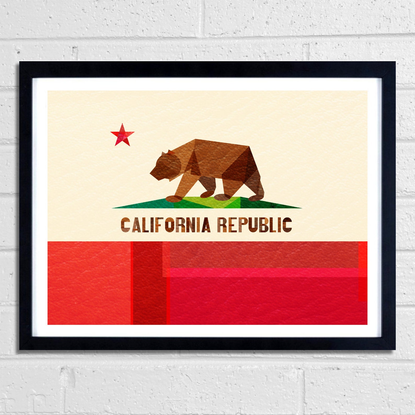 California Flag Art Print, Cali, Socal, Norcal, the Golden State ...