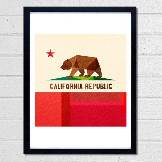 Square California Flag Art Print, Cali, Socal, Norcal, the Golden State ...