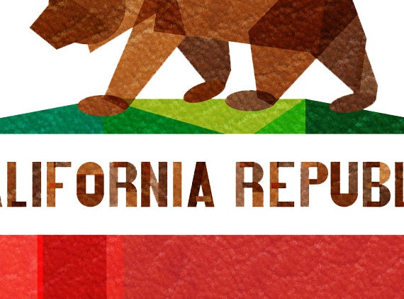 California Flag Art Print, Cali, Socal, Norcal, the Golden State ...