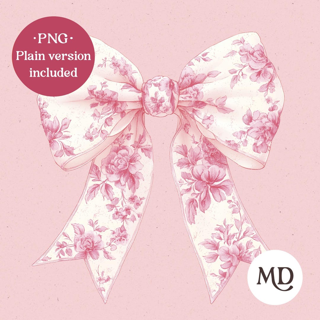 Pink Coquette Bow Png Retro Trending Romantic Ribbon Clip Art Floral ...