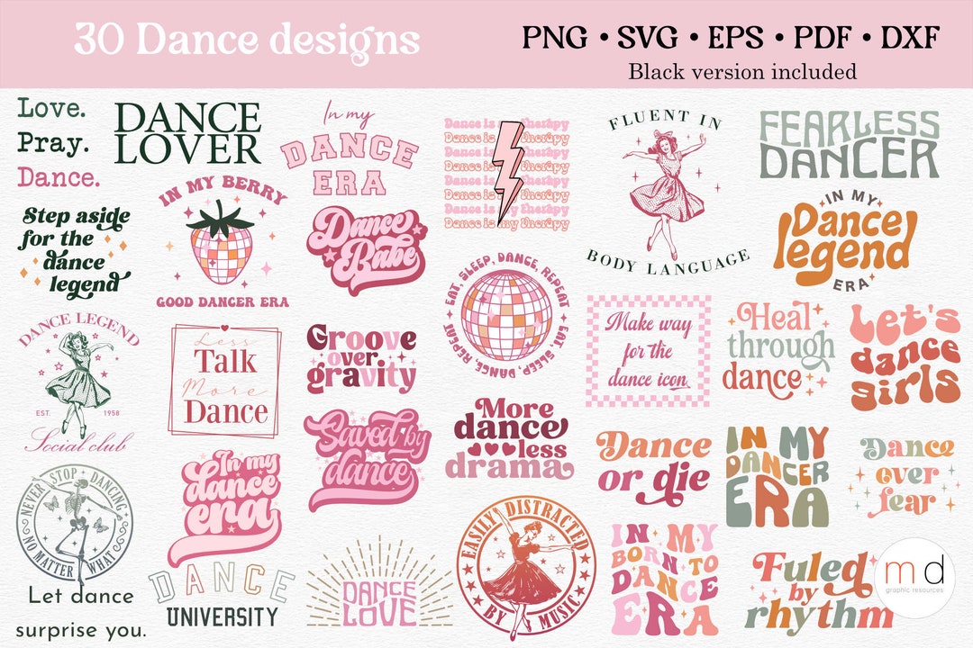 Retro Dance Svg Bundle in My Dance Era Svg Clipart Vintage Dance Lover ...