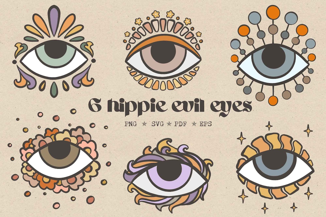 Retro Evil Eye Svg Hippie Svg Trippy Svg Floral Third Eye Mystical Svg ...