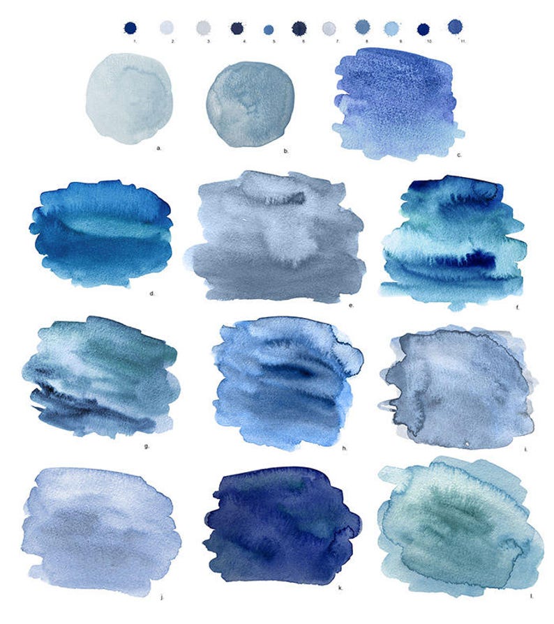 Watercolor Splatter Clipart Blue Paint Splashes Spots Seamless Pattern ...